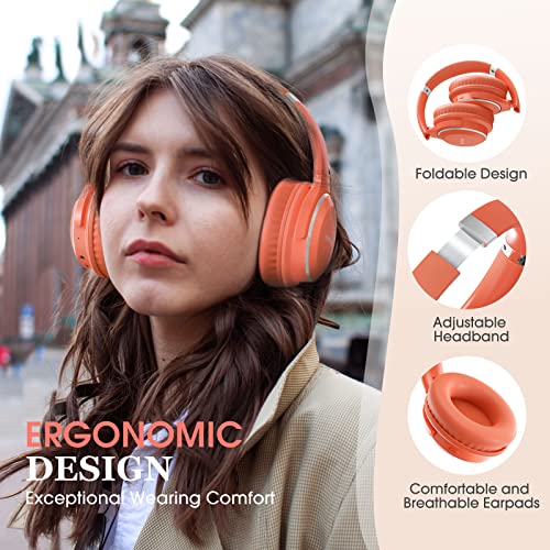 RUNOLIM Bluetooth Headphones Over Ear, 65 Hours Playtime Wireless Headphones with Microphone, Lightweight Foldable & Portable Stereo Bass Headsets for Smartphone, Tablet, Computer, MP3/4