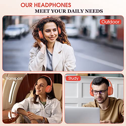 RUNOLIM Bluetooth Headphones Over Ear, 65 Hours Playtime Wireless Headphones with Microphone, Lightweight Foldable & Portable Stereo Bass Headsets for Smartphone, Tablet, Computer, MP3/4