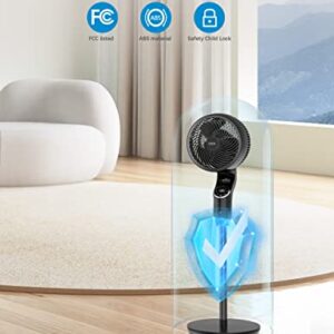 Pedestal Fan for Bedroom,VCK 42“ Standing Floor Fan with 360° Oscillating Air Circulator,32 Speeds,4 Modes,24db Ultra Quiet DC Motor,24H Timer,Child Lock,Smart Remote Control for Home, Office, Indoor