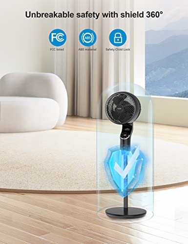 Pedestal Fan for Bedroom,VCK 42“ Standing Floor Fan with 360° Oscillating Air Circulator,32 Speeds,4 Modes,24db Ultra Quiet DC Motor,24H Timer,Child Lock,Smart Remote Control for Home, Office, Indoor