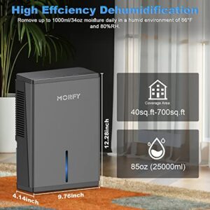 MORFY Portable Quiet Dehumidifiers for Home, 6800 Cubic Feet(700sq ft) 85 OZ Small with Drain Hose and Auto Shut Off for Bedroom Bathroom RV Laundry Room or Closet