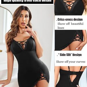 Avidlove Sexy Nightie Babydoll Lace Chemise Nightgown Babydoll Lingerie for Women Black L