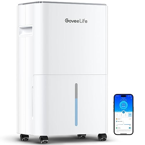 GoveeLife Smart Dehumidifier for Basement Upgraded, Max 50 Pint Energy Star Certified WIFI Dehumidifier with Drain Hose for Continuous Drainage, Remote Control Dehumidifiers for Home, Bathroom, Closet