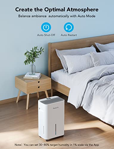 GoveeLife Smart Dehumidifier for Basement Upgraded, Max 50 Pint Energy Star Certified WIFI Dehumidifier with Drain Hose for Continuous Drainage, Remote Control Dehumidifiers for Home, Bathroom, Closet