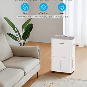 GoveeLife Smart Dehumidifier for Basement Upgraded, Max 50 Pint Energy Star Certified WIFI Dehumidifier with Drain Hose for Continuous Drainage, Remote Control Dehumidifiers for Home, Bathroom, Closet