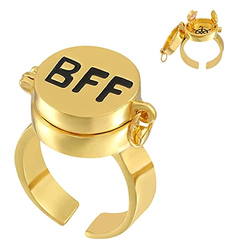 IRELYN BFF Rings Adjustable 2 Best Friends Forever Ring Spongebob Cute Rings for Teen Girl Gifts Friendship Rings Matching Couple Rings