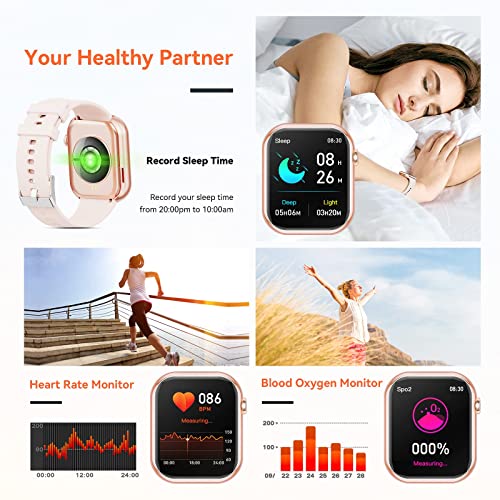 Smart Watch (Answer/Make Calls), 2023 Newest 1.85 Inch Fitness Tracker, Heart Rate/Sleep Monitor/Pedometer/Calories, Multiple Sports Modes, Waterproof Women's Men's Fitness Watch for Android iPhone