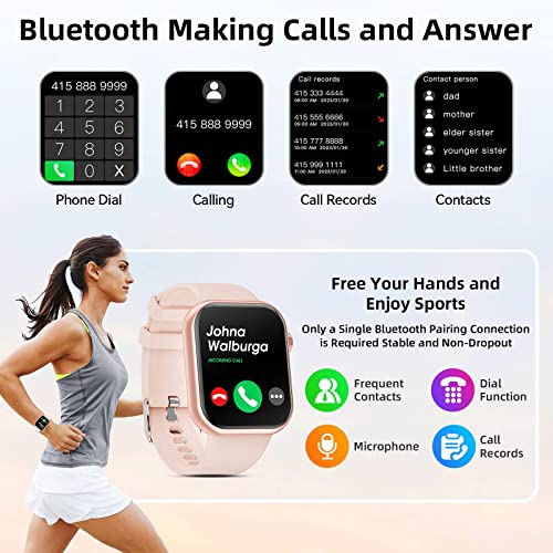 Smart Watch (Answer/Make Calls), 2023 Newest 1.85 Inch Fitness Tracker, Heart Rate/Sleep Monitor/Pedometer/Calories, Multiple Sports Modes, Waterproof Women's Men's Fitness Watch for Android iPhone