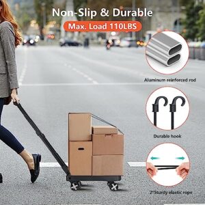 LIDTOP Folding Hand Truck Dolly, Foldable Dolly Cart for Moving, Lightweight Portable Luggage Cart with Rotate Wheels, Utility Cart Adjustable Handle, Collapsible for Travel Shopping Airport Office