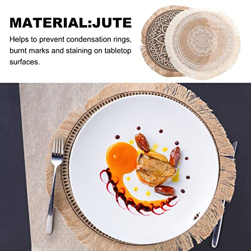 Trivet 2pcs Mandala Placemat Cotton Woven Macrame Tassels Table Mats Washable Round Burlap Placemats Natural Jute Coasters for Kitchen Table Woven Placemats Round Placemats Round Placemats