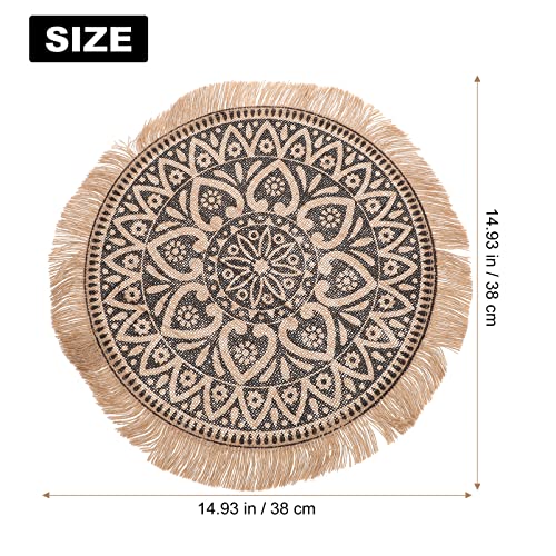 Trivet 2pcs Mandala Placemat Cotton Woven Macrame Tassels Table Mats Washable Round Burlap Placemats Natural Jute Coasters for Kitchen Table Woven Placemats Round Placemats Round Placemats