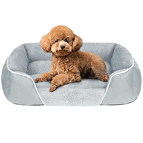 RIROMGY Dog Bed for Small Dogs, Rectangle Machine Washable Dog Bed Warming Calming Pet Sofa Comfortable Orthopedic Dog Bed for Small Dogs and Cats with Anti-Slip Bottom