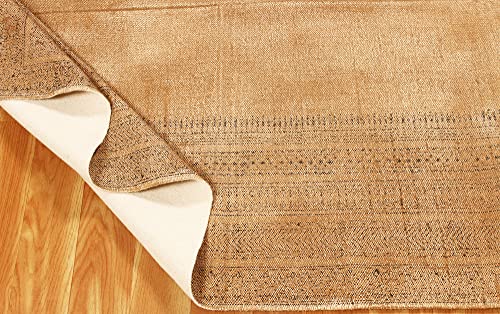 Bohemian Cotton Rug Hand Block Printed Handmade Tassels Throw Rugs Hand Woven Door Mat Floor Rug Indoor Area Rugs for Laundry Room Living Room Bathroom Lounge