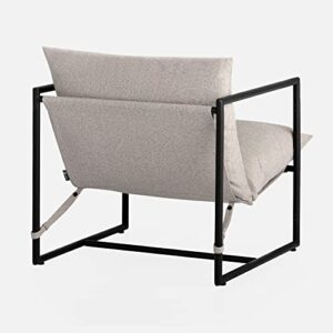 ZINUS Aidan Sling Accent Chair / Metal Framed Armchair with Shredded Foam Cushioning, Oatmeal