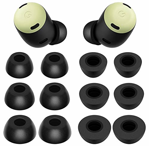 Memory Foam Tips Compatible with Pixel Buds Pro Ear Tips Eartips, 6 Pairs No Silicone Pain Noise Reduce Comfortable Fit in Case Earplug Compatible with Google Pixel Buds Pro - S/M/L Black