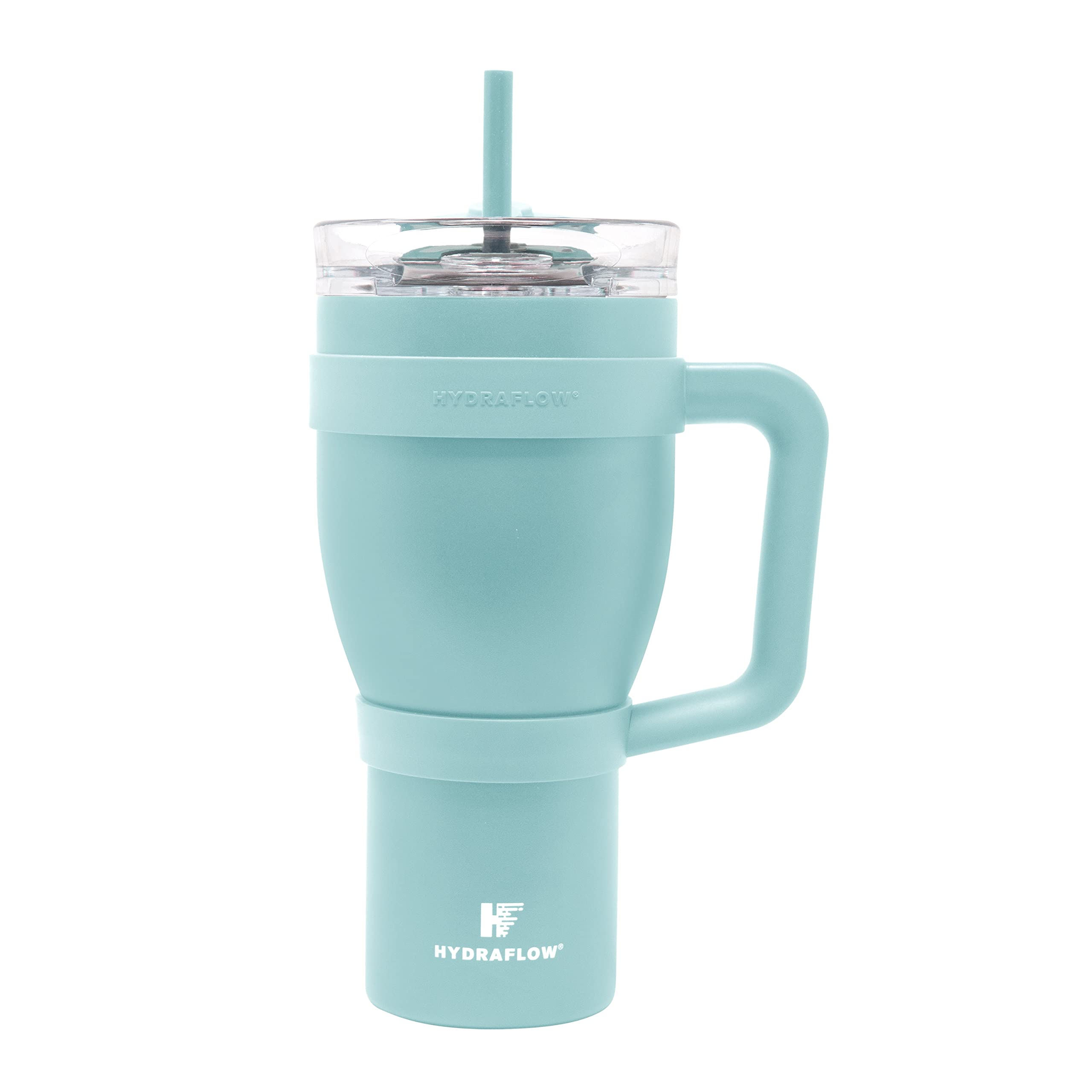 Hydraflow Capri - Triple Wall Vacuum Insulated Water Bottle with Handle (50oz, Powder Aqua) Stainless Steel Metal Thermos, Reusable Leak Proof BPA-FREE for Sports and Travel