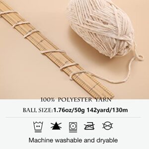 2PCS Soft Chenille Yarn Blanket Yarn,Velvet Yarn for Knitting,Fancy Yarn for Crochet,Crochet Yarn for Sweater/Hat/Blankets/DIY Craft(Beige)