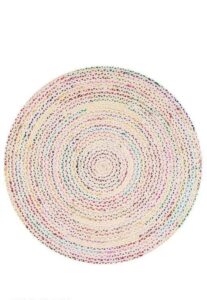 indian-shoppers handmade jute fabric round mat floor decorative round area rugs hand woven beach throw mat vintage bedroom decor