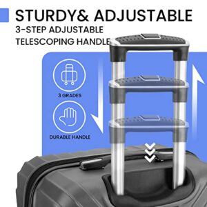 AnyZip Luggage Sets Expandable PC ABS 3 Piece Set Durable Suitcase with Spinner Wheels TSA Lock Carry On 20 24 28 Inch Gray