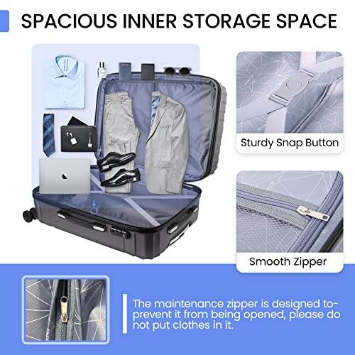 AnyZip Luggage Sets Expandable PC ABS 3 Piece Set Durable Suitcase with Spinner Wheels TSA Lock Carry On 20 24 28 Inch Gray