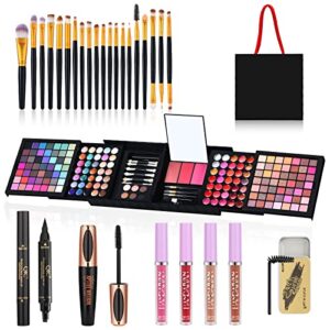 makeup kit for women full kit-177 color all in one makeup set palette,eyeshadow,lipstick,mascara,eyeliner stamp,eyebrow wax,powder,blusher,concealer,brushes set,makeup gift set for women girl teen