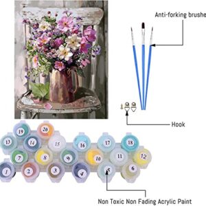 Paint by Numbers for Adults,Flowers DIY Oil Painting by Numbers on Canvas Without Frame 16x20 Inch (40x50cm)