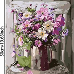 Paint by Numbers for Adults,Flowers DIY Oil Painting by Numbers on Canvas Without Frame 16x20 Inch (40x50cm)