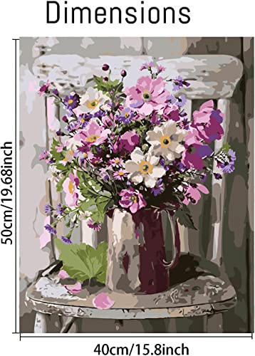 Paint by Numbers for Adults,Flowers DIY Oil Painting by Numbers on Canvas Without Frame 16x20 Inch (40x50cm)