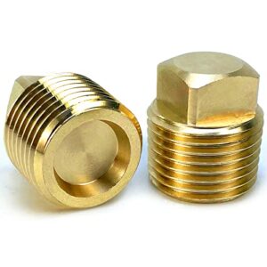 boat plugs 1/2 inch npt solid brass boat drain plug, 2 pack garboard drain plug boat drain plug fits most boat hulls (1/2 inch npt)