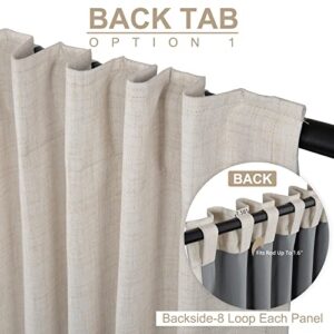 100% Blackout Shield Linen Blackout Curtains for Bedroom 84 Inches Long,Back Tab/Rod Pocket Living Room Drapes,Thermal Insulated Textured Blackout Curtains 2 Panels Set,50" W x 84" L,Cream