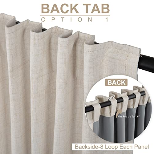 100% Blackout Shield Linen Blackout Curtains for Bedroom 84 Inches Long,Back Tab/Rod Pocket Living Room Drapes,Thermal Insulated Textured Blackout Curtains 2 Panels Set,50" W x 84" L,Cream