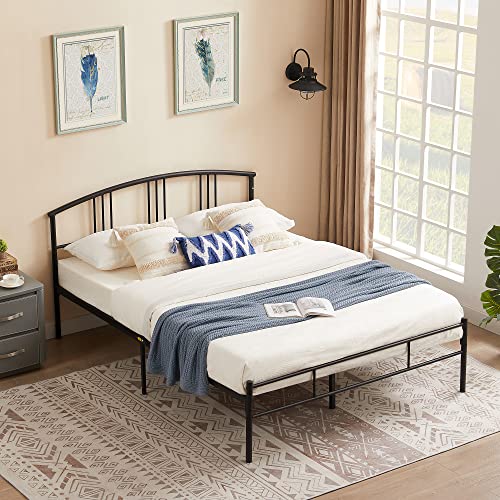 VECELO Full Bed Frame with Headboard and Footboard, 14 Inch Metal Platform Mattress Foundation, Sturdy Premium Steel Slat/No Box Spring Needed