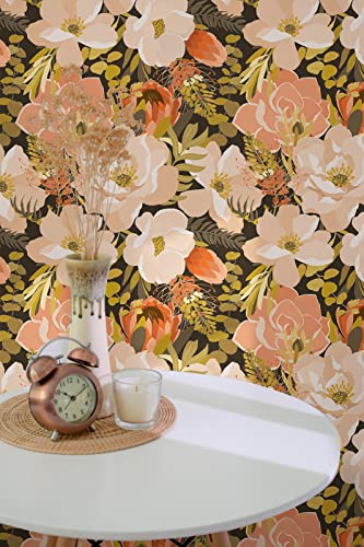 Floralplus Boho Peel and Stick Wallpaper Floral Removable Wallpaper Peel and Stick Boho Stick On Wallpaper Renter Friendly Wallpape for Bedroom Bathroom Wallpaper 17.7 * 118in