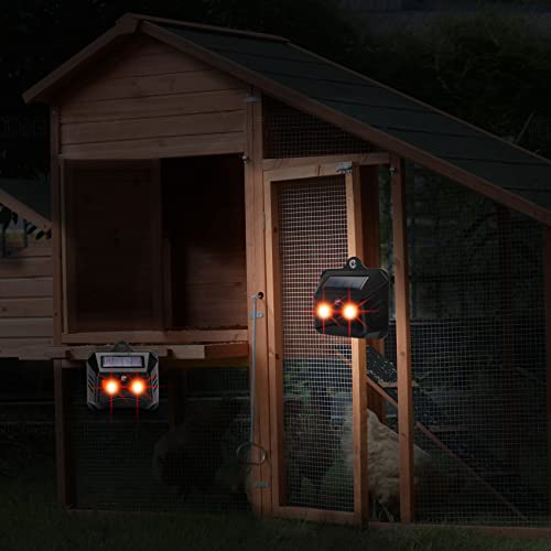 Careland Chicken Coop Animal Repellent Solar Powered Nocturnal Animals Deterrent Predator Light Scare Deer Coyote Weasel Wolf Away for Garden Orchards Livestock (2 Pack)