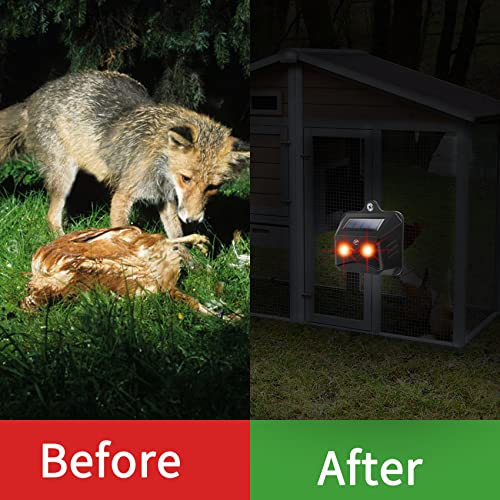 Careland Chicken Coop Animal Repellent Solar Powered Nocturnal Animals Deterrent Predator Light Scare Deer Coyote Weasel Wolf Away for Garden Orchards Livestock (2 Pack)