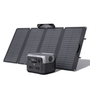 ef ecoflow river 2 max solar generator 512wh long-life lifepo4 portable power station& 160w solar panel for home backup power, camping & rvs 100% charged in 60m with 3000+ cycles & up to 1000w output