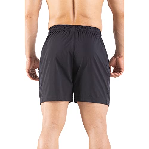 Gaglg Men's 5" Running Shorts 2 Pack Quick Dry Athletic Workout Gym Shorts with Zipper Pockets Black/Black,Large