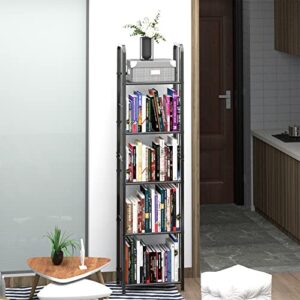 Azheruol Bookshelf Storage Shelf Bookcase Freestanding Storage Stand for Living Room, Bedroom, Kitchen Rust Resistance Easy Assembly Free Combination Multi-Functional Organizer (5 Tiers, Black)