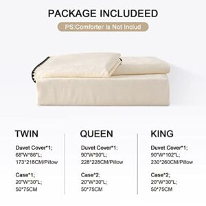 ENJOHOS Twin Size White Duvet Cover Set with Texture, Waffle Duvet Cover Woven from Smooth Silk Threads, 3 Pieces Soft Microfiber Bedding Duvet Cover Sets for All Seasons