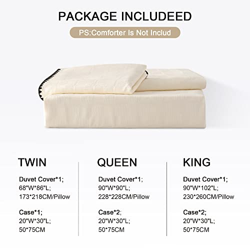 ENJOHOS Twin Size White Duvet Cover Set with Texture, Waffle Duvet Cover Woven from Smooth Silk Threads, 3 Pieces Soft Microfiber Bedding Duvet Cover Sets for All Seasons