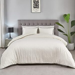 ENJOHOS Twin Size White Duvet Cover Set with Texture, Waffle Duvet Cover Woven from Smooth Silk Threads, 3 Pieces Soft Microfiber Bedding Duvet Cover Sets for All Seasons