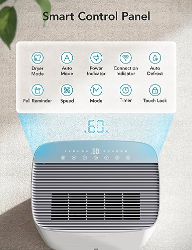 Govee Life Smart Dehumidifier for Basement 4,500 Sq.Ft, 50 to 109 Pint Auto Humidity Control Dehumidifier, Drain Hose, 2.0Gal Bucket, Energy Star Most Efficient 2023, WiFi Dehumidifiers for Large Room