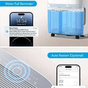 Govee Life Smart Dehumidifier for Basement 4,500 Sq.Ft, 50 to 109 Pint Auto Humidity Control Dehumidifier, Drain Hose, 2.0Gal Bucket, Energy Star Most Efficient 2023, WiFi Dehumidifiers for Large Room