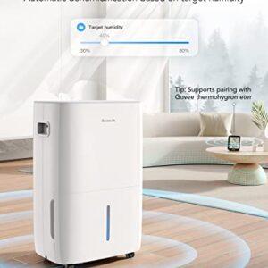 Govee Life Smart Dehumidifier for Basement 4,500 Sq.Ft, 50 to 109 Pint Auto Humidity Control Dehumidifier, Drain Hose, 2.0Gal Bucket, Energy Star Most Efficient 2023, WiFi Dehumidifiers for Large Room