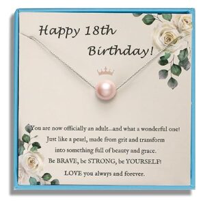 sereney 18th birthday gifts for girls s925 sterling silver pink pearl necklace as gifts for 18 year old girl,adujustable length 18 birthday gifts for girls trendy 2023