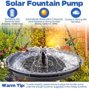 Bird Bath Bowl with Solar Fountain Pump, Solar Powered Water Fountain Combo Set with 4 Water Spray Types for Outdoor Garden Yard Patio Lawn (Hanging Style)