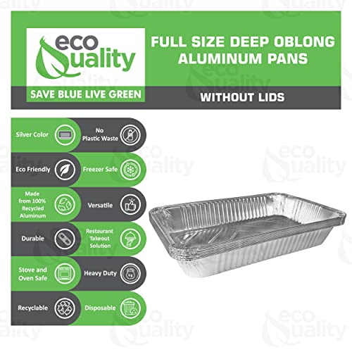 [5 Pack] Heavy Duty Full Size Deep Aluminum Pans Foil Roasting & Steam Table Pan 21x13 inch Deep Chafing Trays for Catering - Disposable Large Pans for Baking, Caterer's, Reheat, Bakeware, Grilling