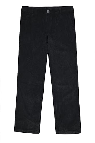 GINGTTO Black Corduroy Pants Men Slim Fit,Flat-Front Casual Pants Business Men Size 36