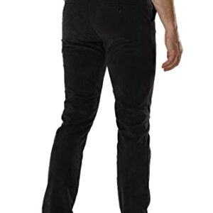 GINGTTO Black Corduroy Pants Men Slim Fit,Flat-Front Casual Pants Business Men Size 36