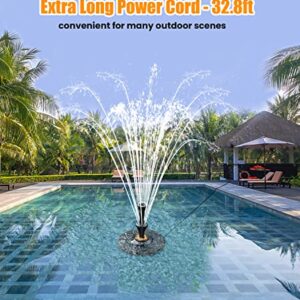 SZMP Floating Pool Fountain 2023 Upgraded, 6W Waterfall Fountain Light Show with 2 Sprinkler Modes, Pond Water Fountain for Above Ground Pool, Pond, Lake, Garden, Outdoor-32.8ft Power Cord & Adapter